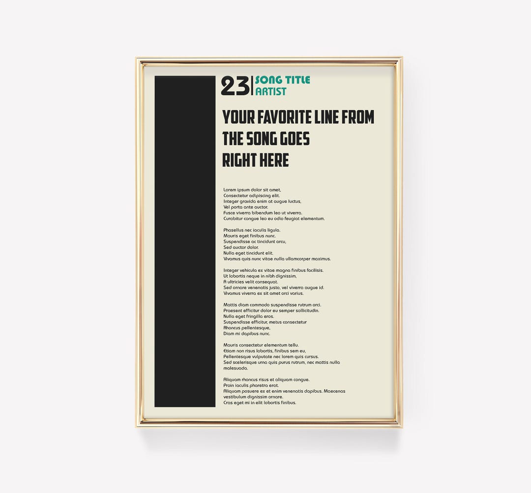 Lyric Poster | Lyric Wall Art | Song Print | Custom Music Poster ...