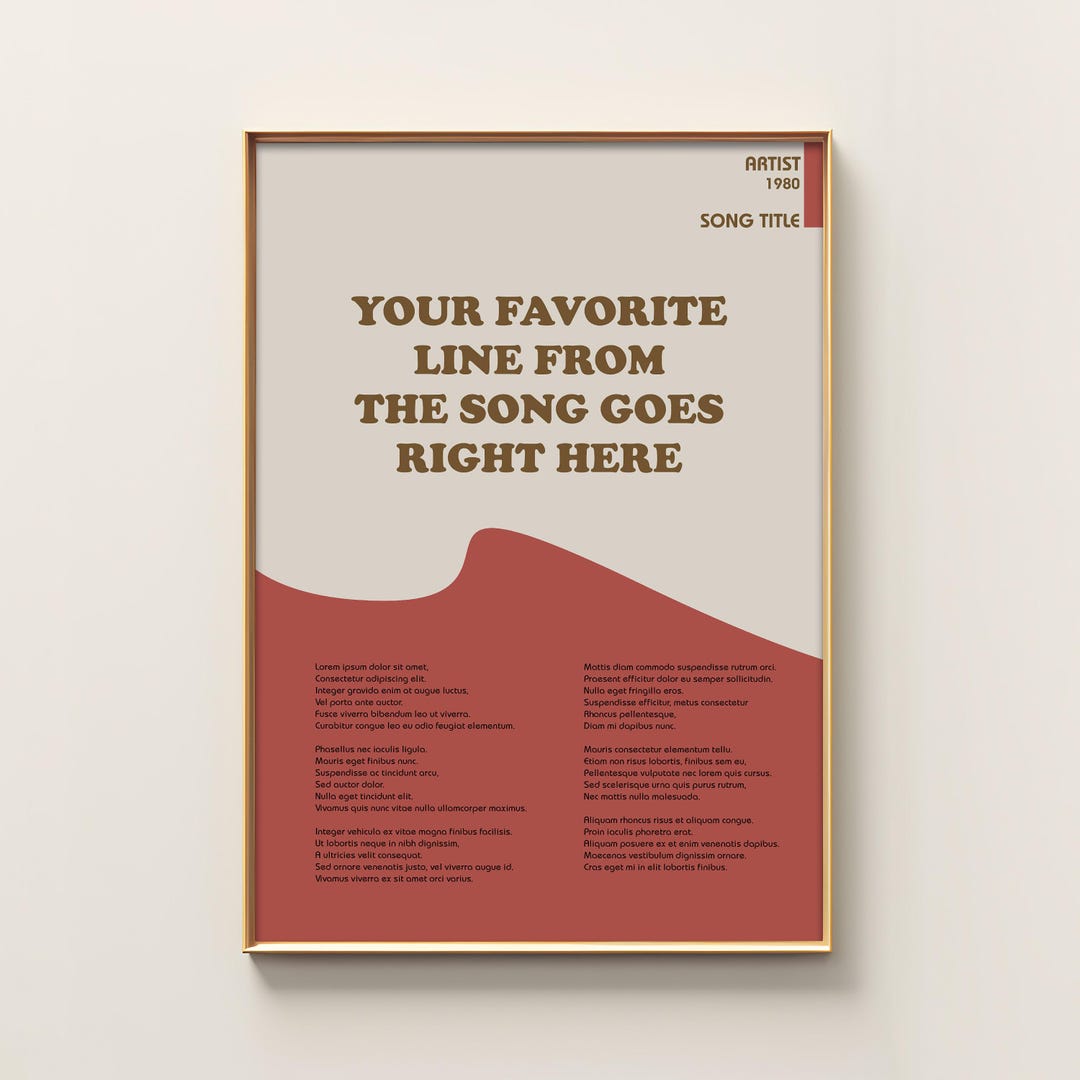 Lyric Poster | Music Poster | Custom Song Lyric Print | Lyric Wall Art ...