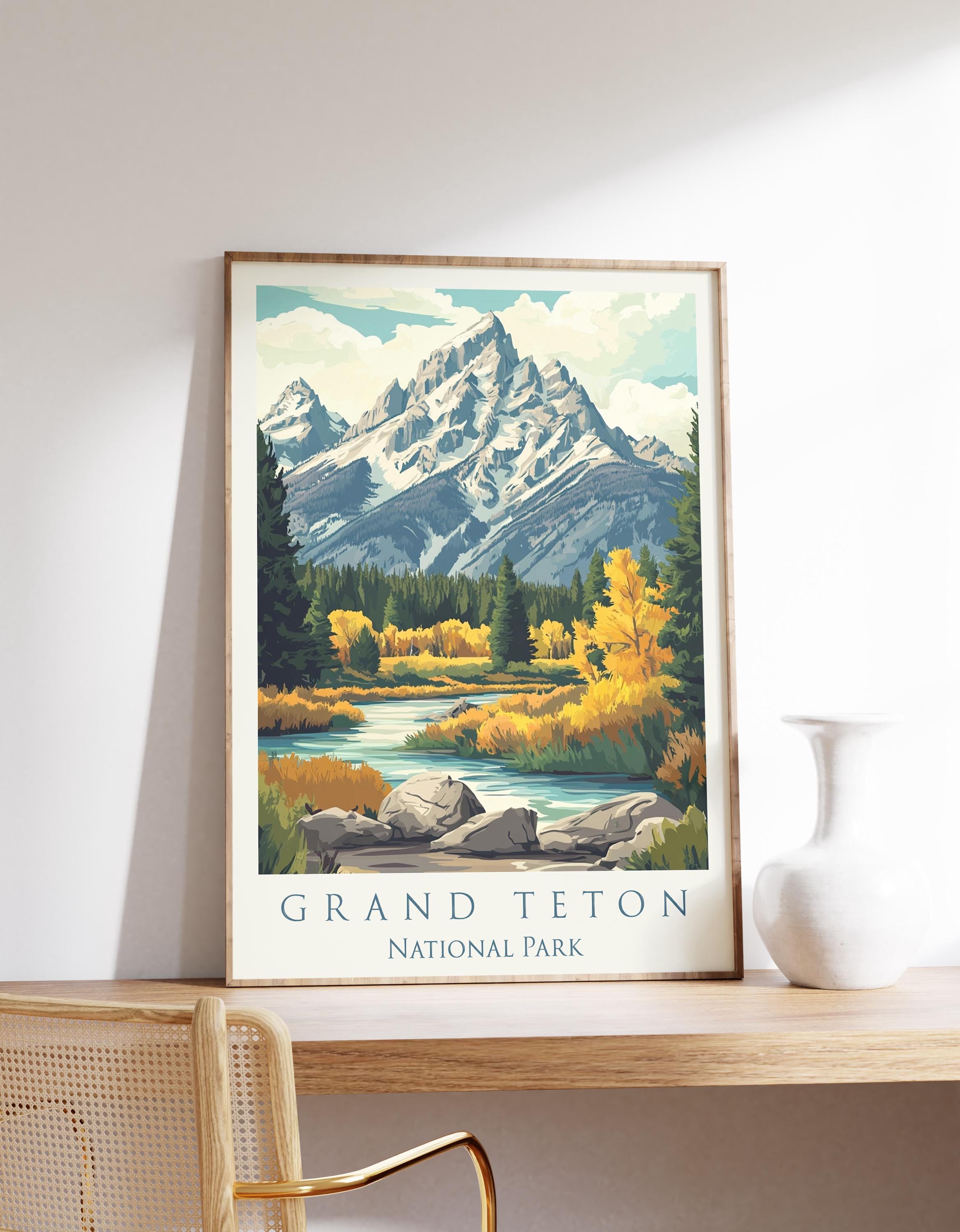Grand Teton Travel Poster | Grand Teton Travel Decor | National Park ...