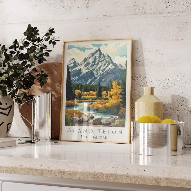 Grand Teton Travel Poster | Grand Teton Travel Decor | National Park ...