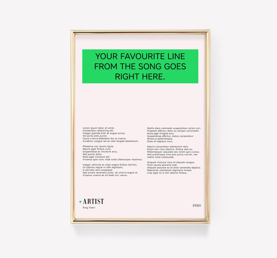 Lyric Poster | Custom Song Print | Lyric Wall Art | Music Poster ...