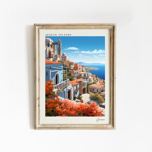 Aegean Islands Travel Poster | Greece Travel Decor | Greece Poster ...