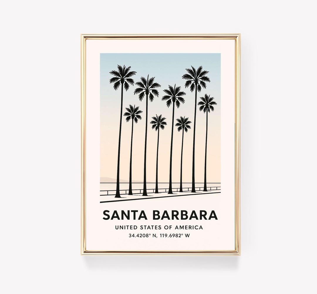 Santa Barbara Travel Poster, USA Wall Art, Santa Barbara Print ...