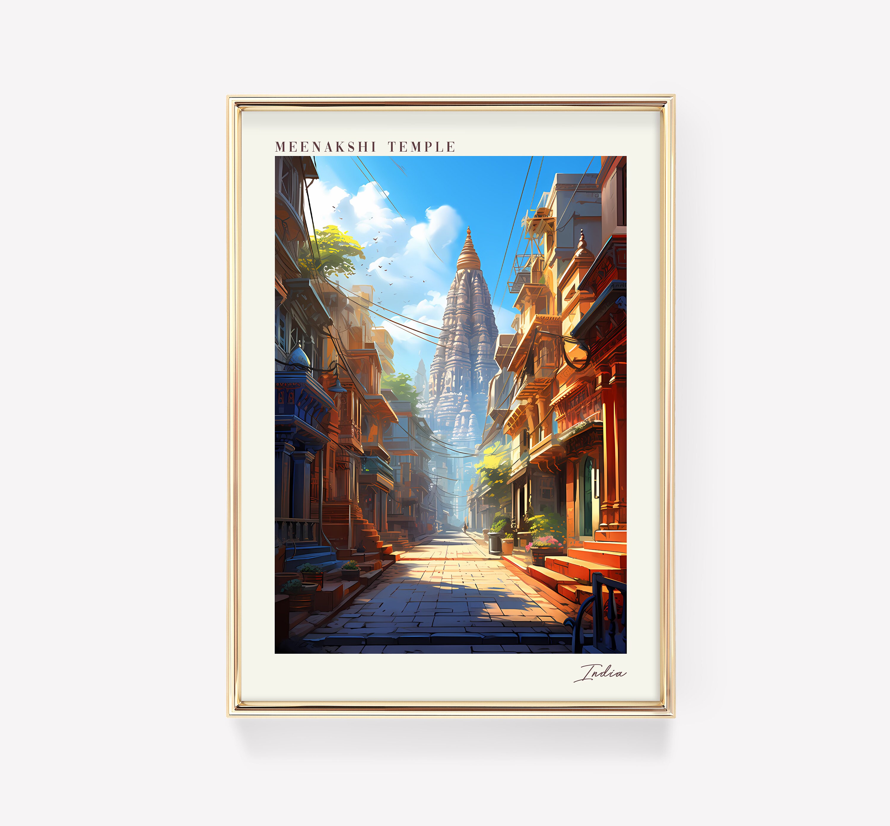 Meenakshi Temple Travel Poster India Travel Decor India Poster ...