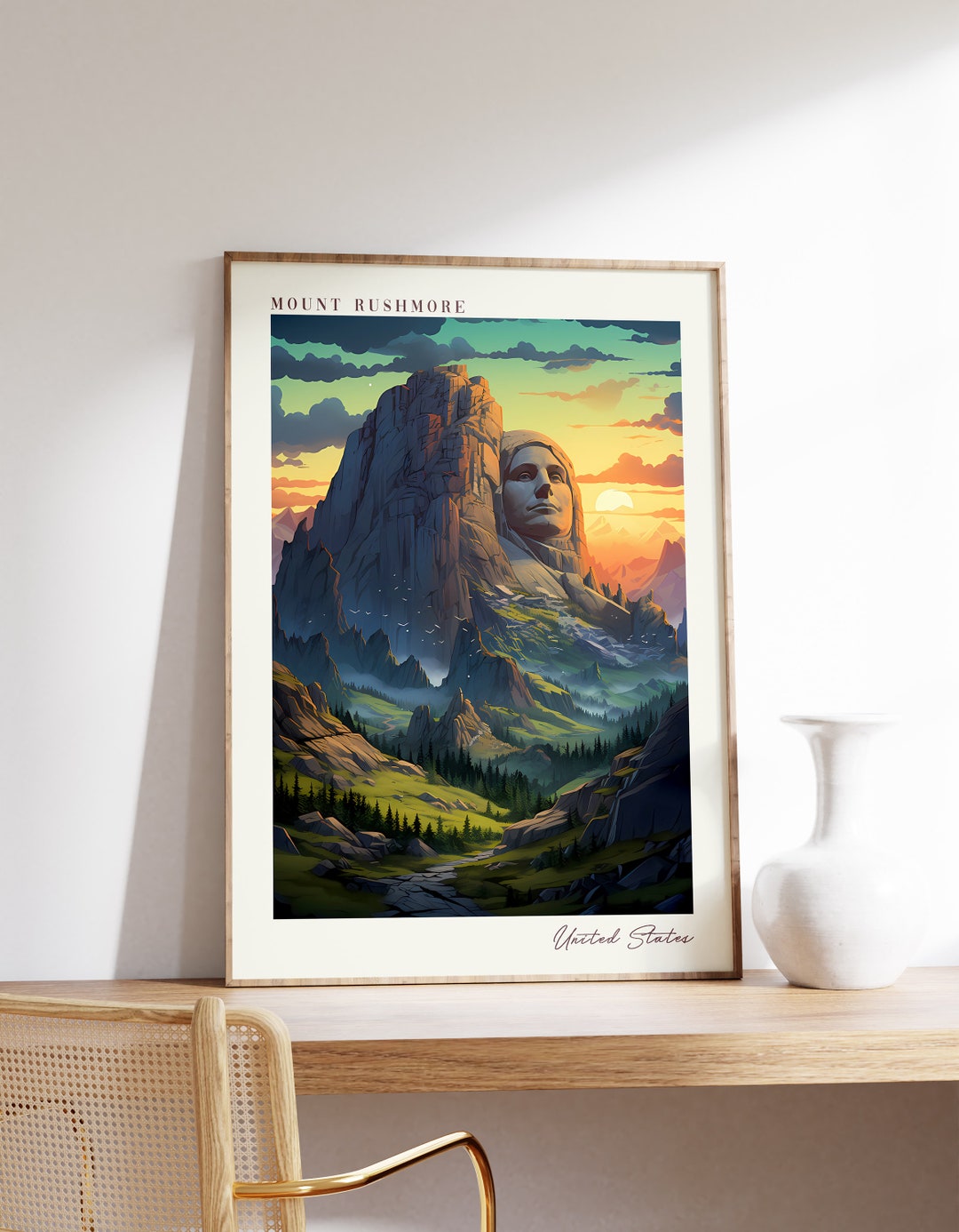 Mount Rushmore Travel Poster | United States Travel Decor | United ...