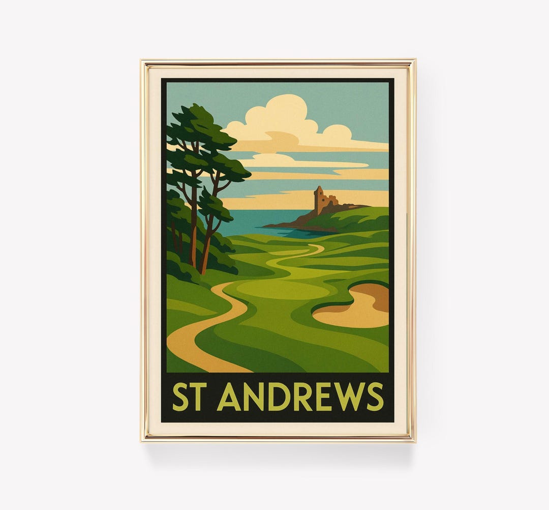 St Andrews Travel Poster, Fife Scotland Wall Art, St Andrews Print ...