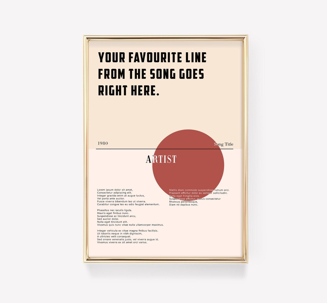 Lyric Poster | Lyric Wall Art | Song Print | Custom Lyric Poster ...