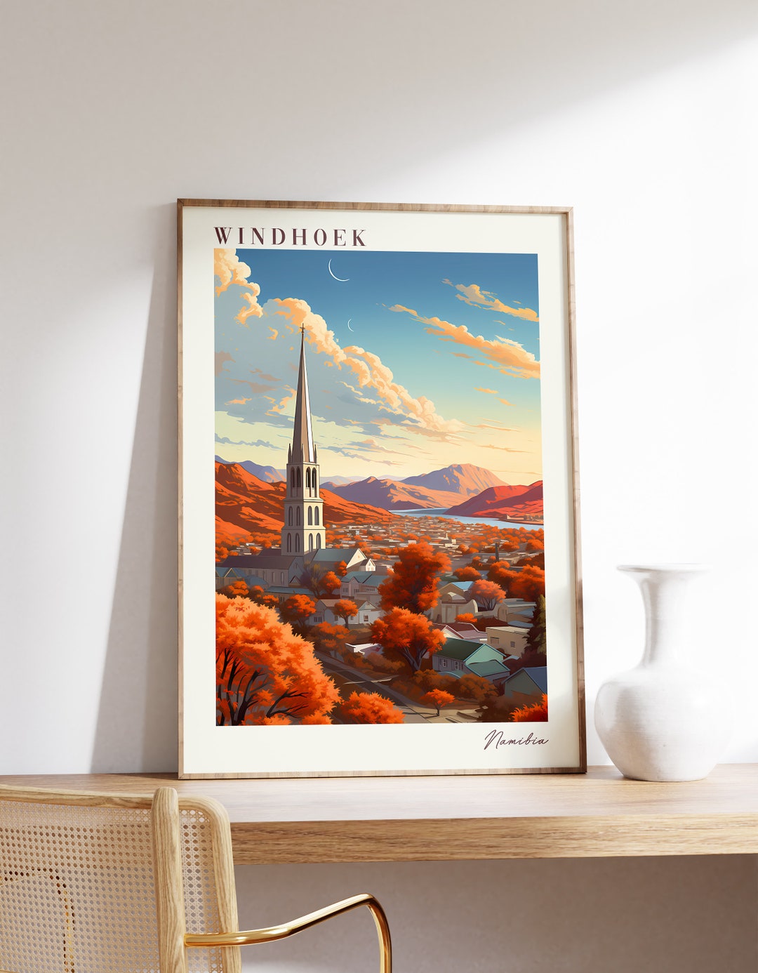 Windhoek Travel Poster | Namibia Travel Decor | Namibia Poster ...