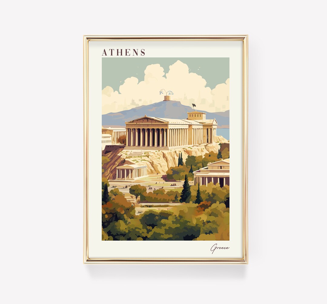 Athens Travel Poster | Rhodes Travel Decor | Rhodes Artwork | Rhodes ...