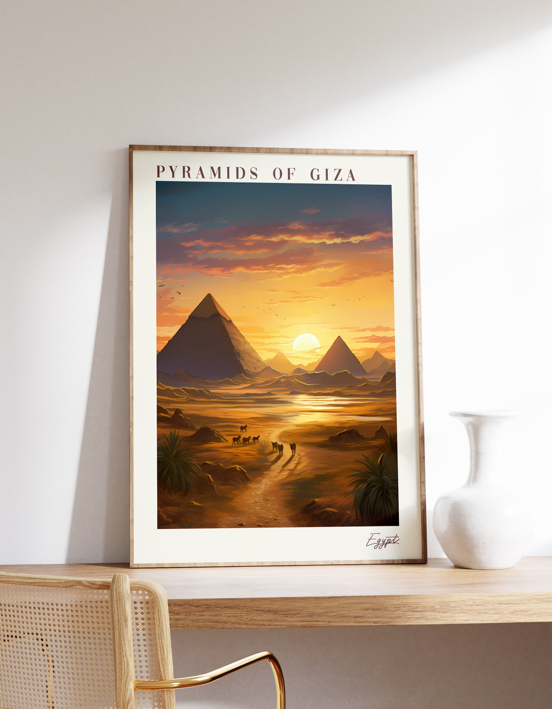 Pyramids of Giza Travel Poster | Egypt Travel Decor | Egypt Poster ...