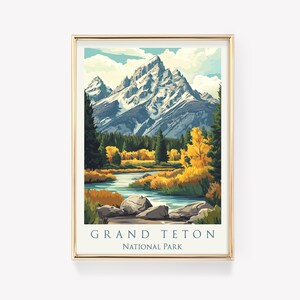 Grand Teton Travel Poster | Grand Teton Travel Decor | National Park ...