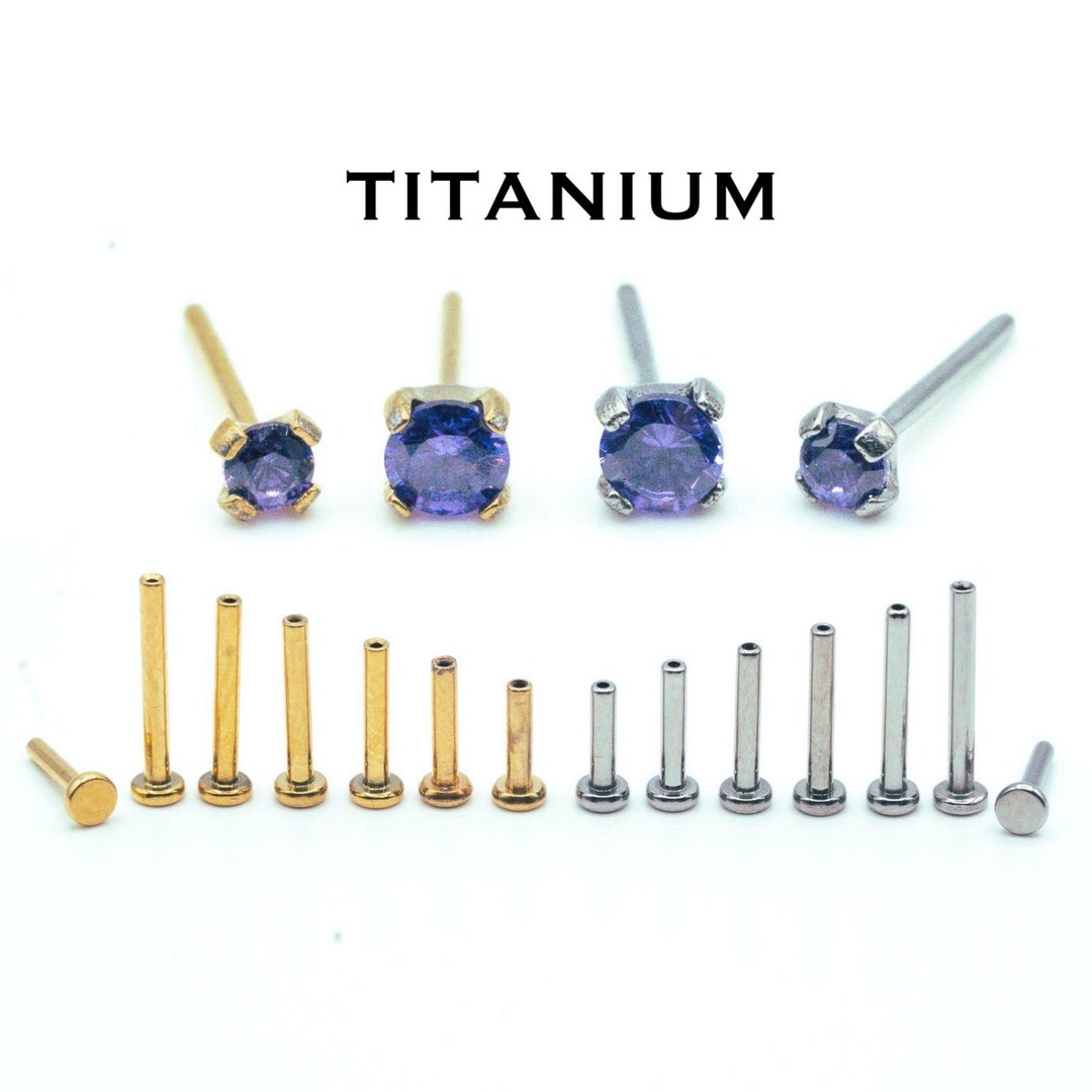 16G/18G/20G Tiny Purple Push Pin Labret • Threadless Earring • Flat ...