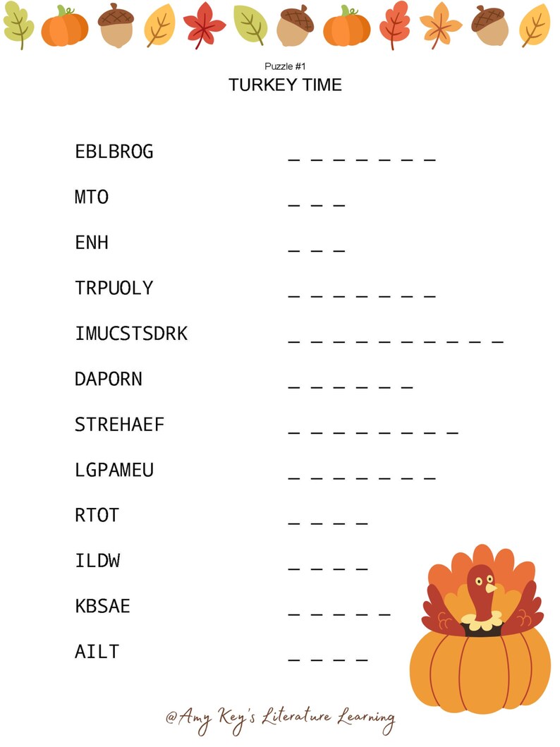 Thanksgiving Word Search, Thanksgiving Word Scrambles, Printable ...