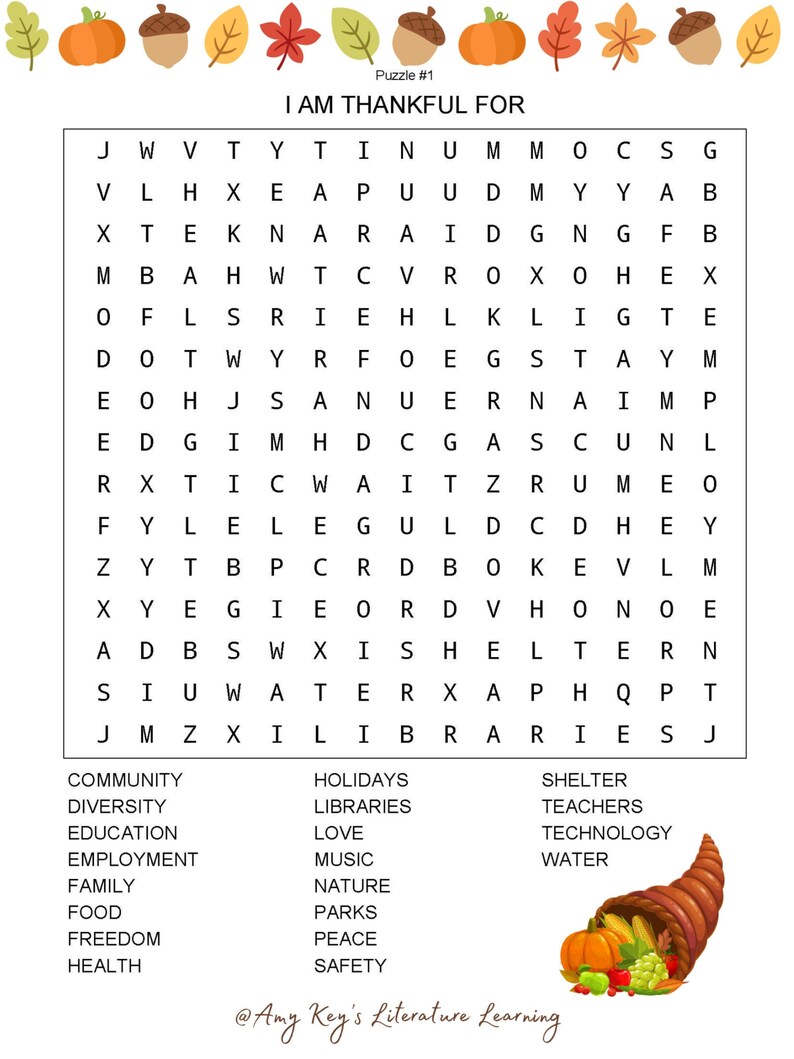 Thanksgiving Word Search, Thanksgiving Word Scrambles, Printable ...