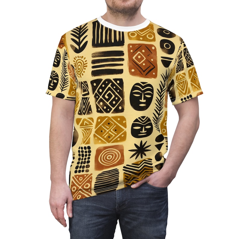 Handcrafted African Mud Cloth Inspired T-shirt, Organic Tribal Motifs ...