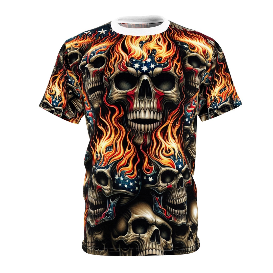 Flaming Patriot: Fiery Skulls and Stripes Extraordinaire T-shirt ...