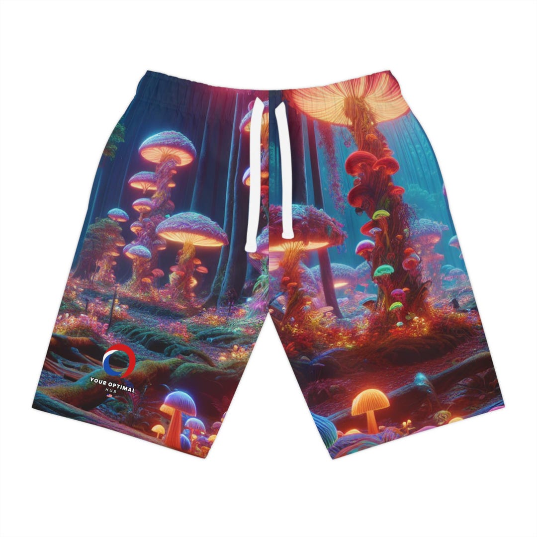 UV Psychedelic Forest Shorts: Neon Blacklight Mushrooms & Foliage Hyper ...