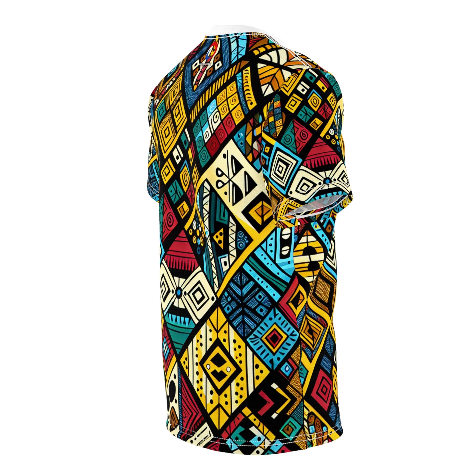 African Tribal Diamond-patterned T-shirt - Vibrant Geometric ...