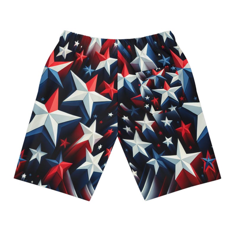 Patriotic Star Array Shorts: Red, White & Blue Festive Streetwear - Etsy