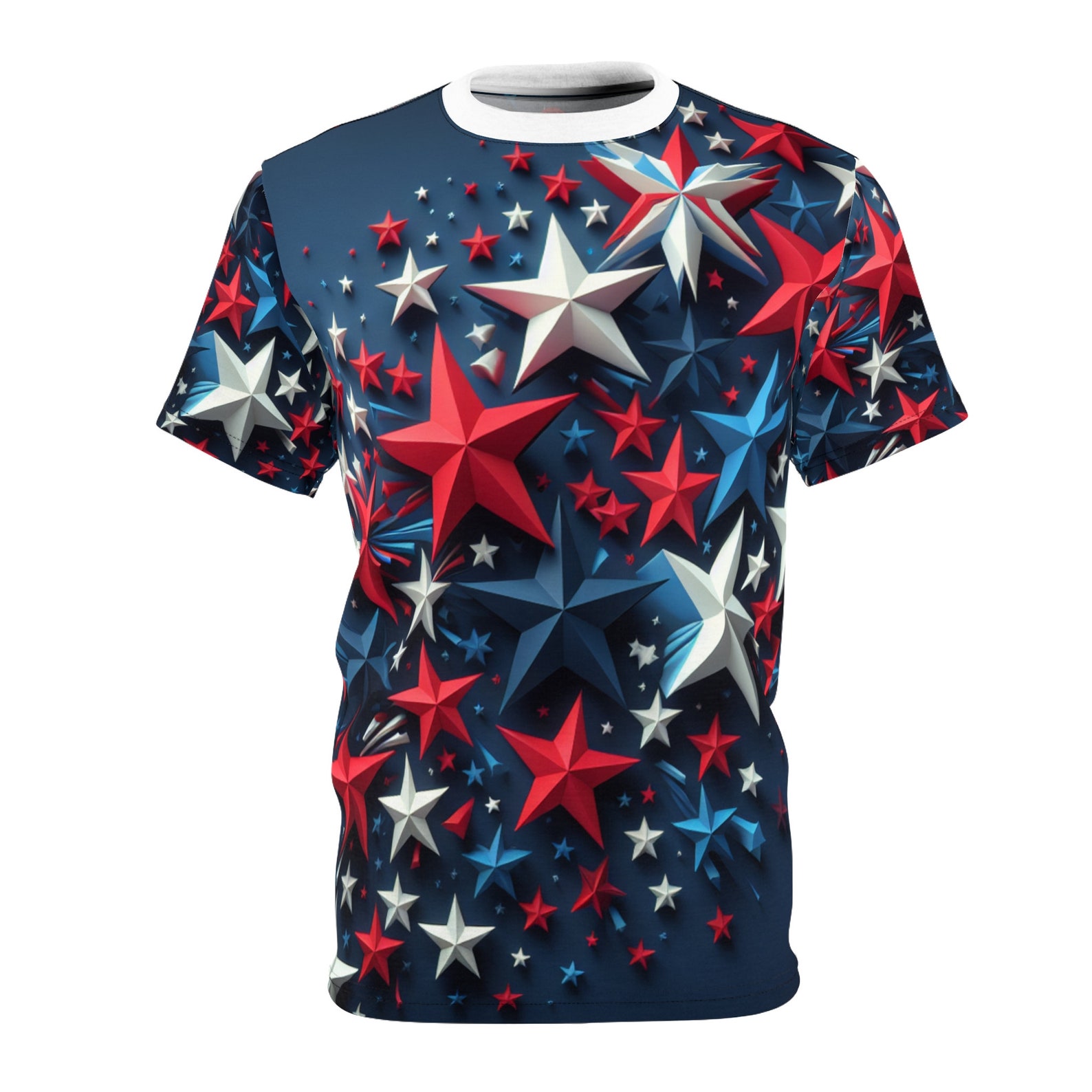 3D Star Spangled Glory T-shirt Red, White, and Blue Festive Design on ...