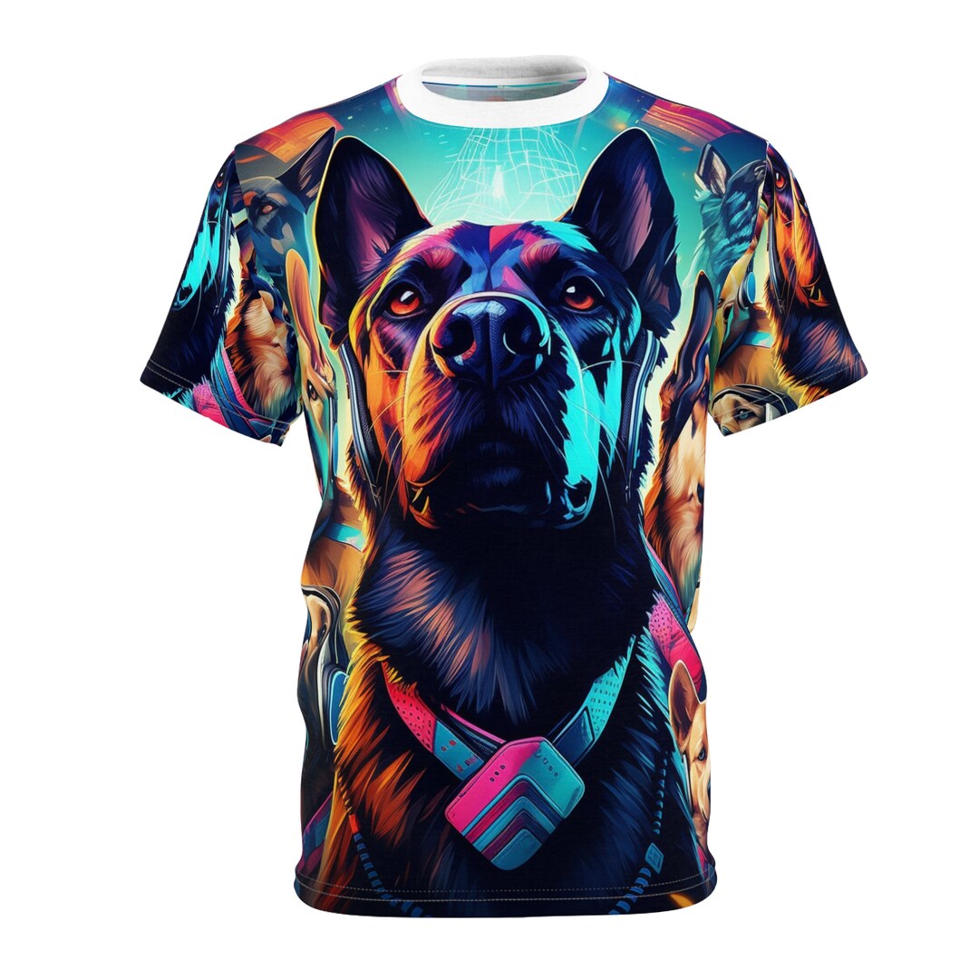 Digi-dog Matrix: Cyberspace Canine Galactic Wear Tee Bold Dog Art Shirt ...