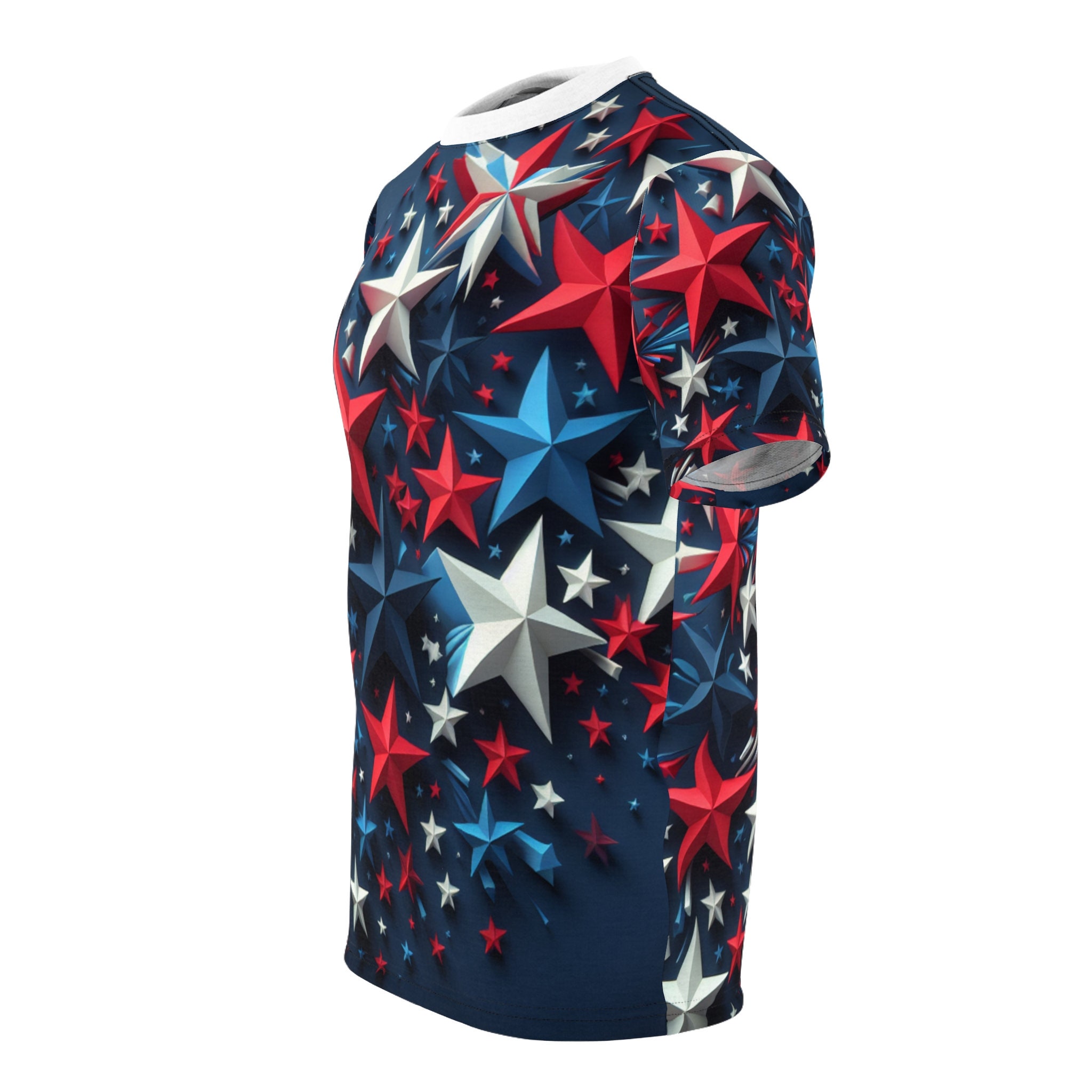 3D Star Spangled Glory T-shirt Red, White, and Blue Festive Design on ...
