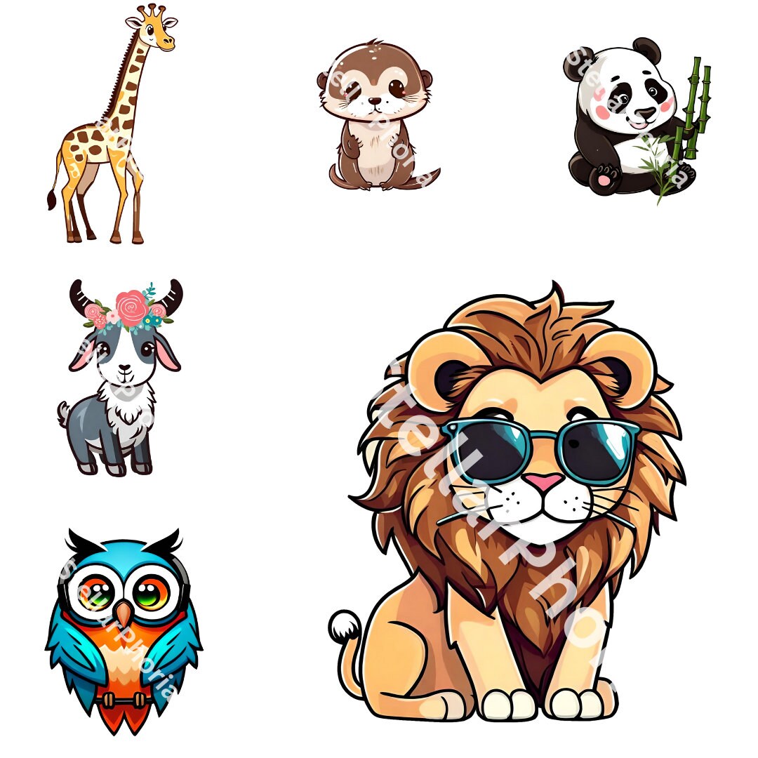 Cute Animals, Art, Drawn, Illustration, PNG, Commercial Use - Etsy