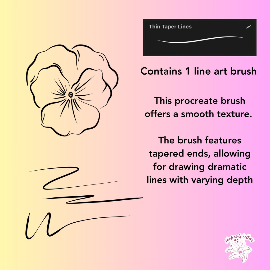 Set of 6 Procreate Line Art Brushes, Varying Thickness, Thin to Thick ...