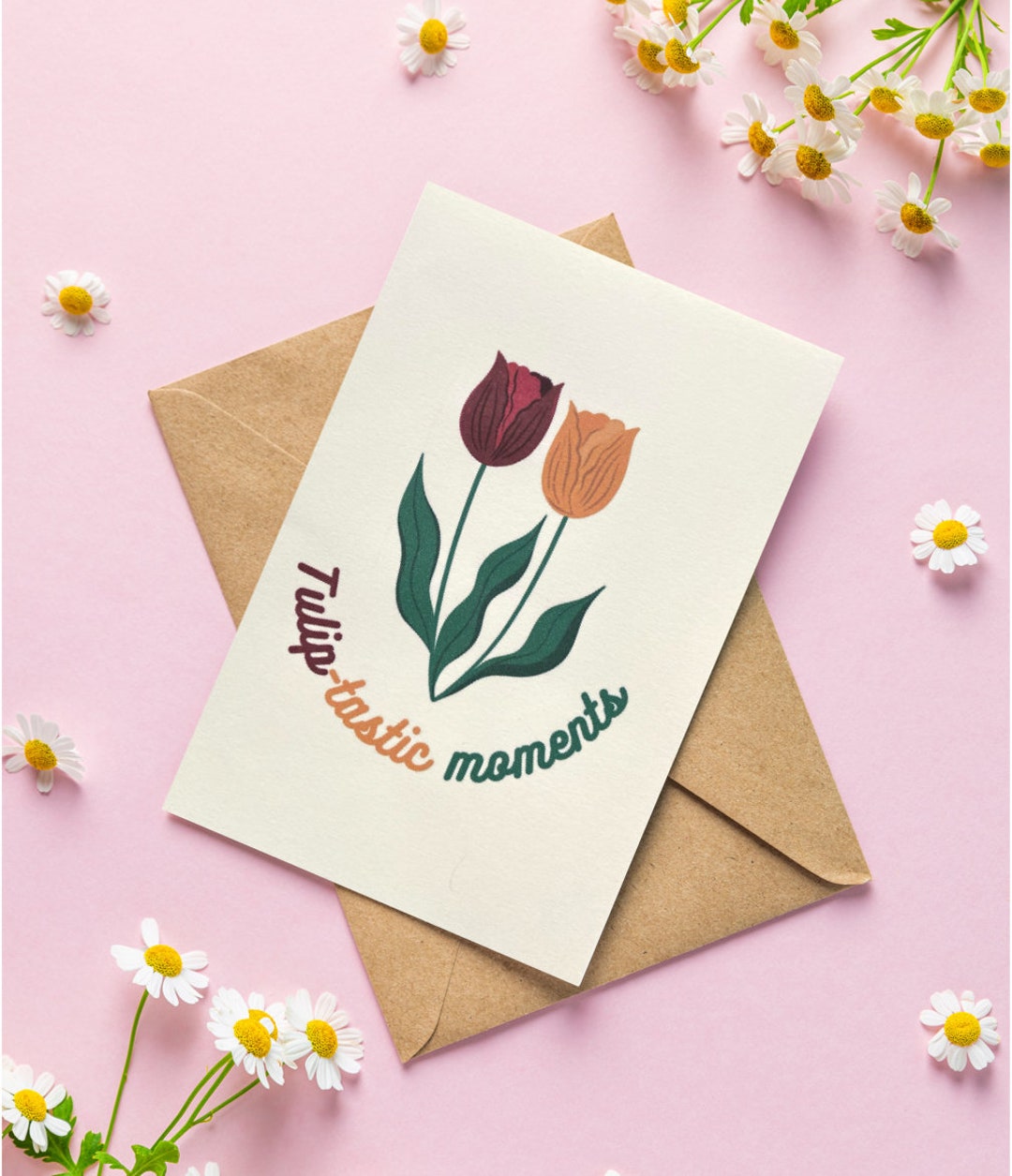 Tulip Card/ Contemporary Tulips Card/ Spring Flower Card/ - Etsy