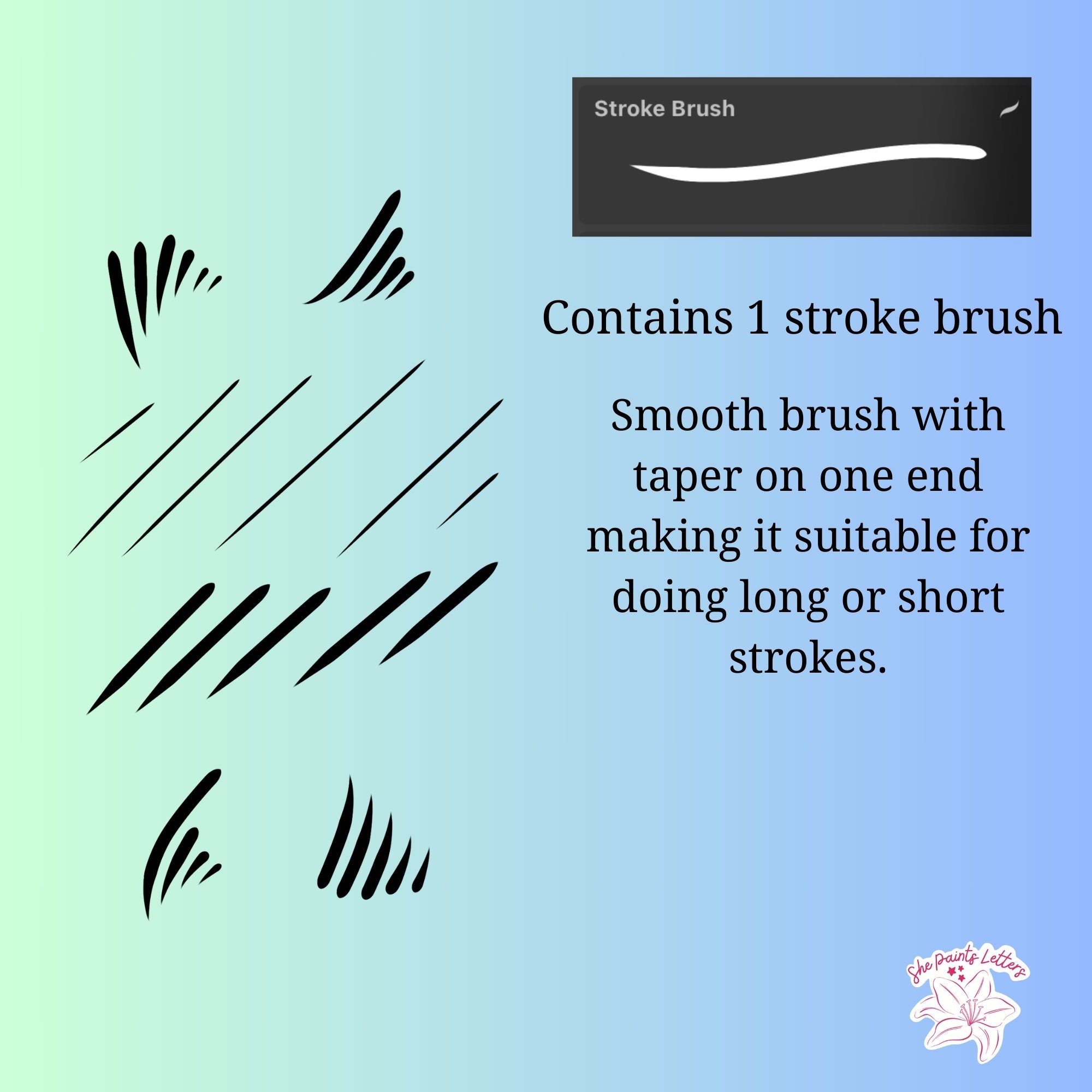 Set of 6 Procreate Line Art Brushes, Varying Thickness, Thin to Thick Line, Stroke Brush ...