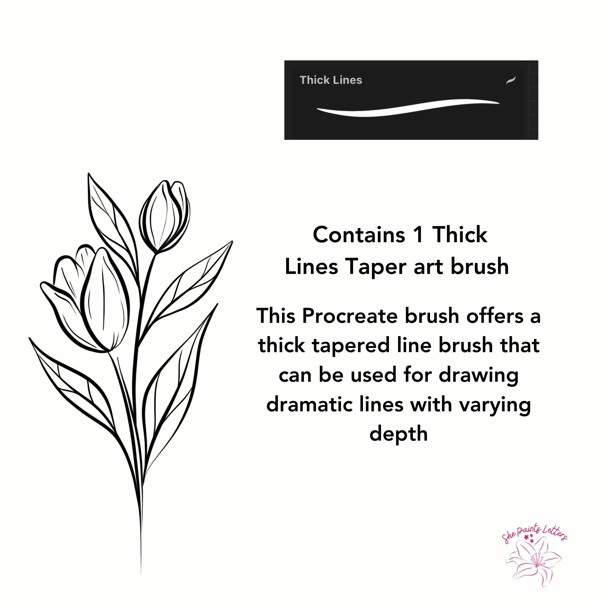 Set of 6 Procreate Line Art Brushes, Varying Thickness, Thin to Thick ...