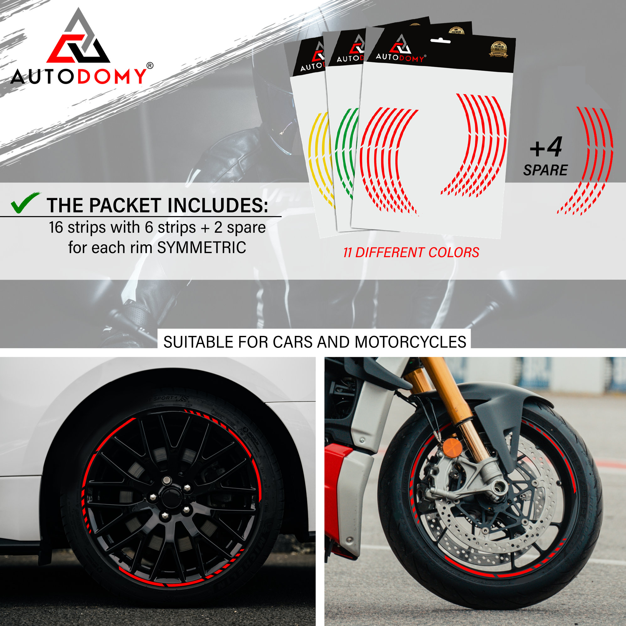 Motorcycle Wheel Rim Tape Stickers Decal Complete Set for 2 Wheels From ...