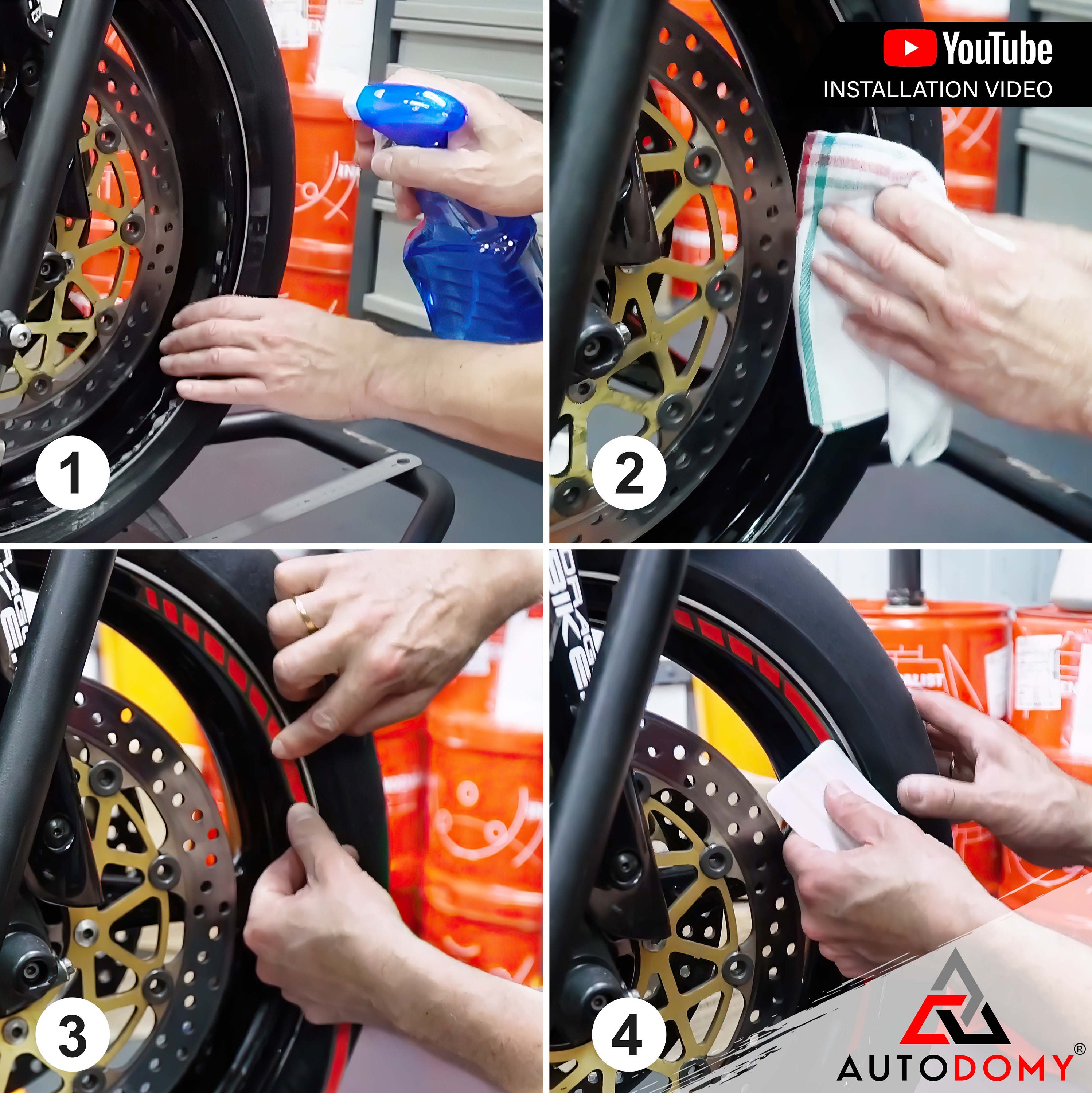 Motorcycle Wheel Rim Tape Stickers Decal Complete Set for 2 Wheels From ...