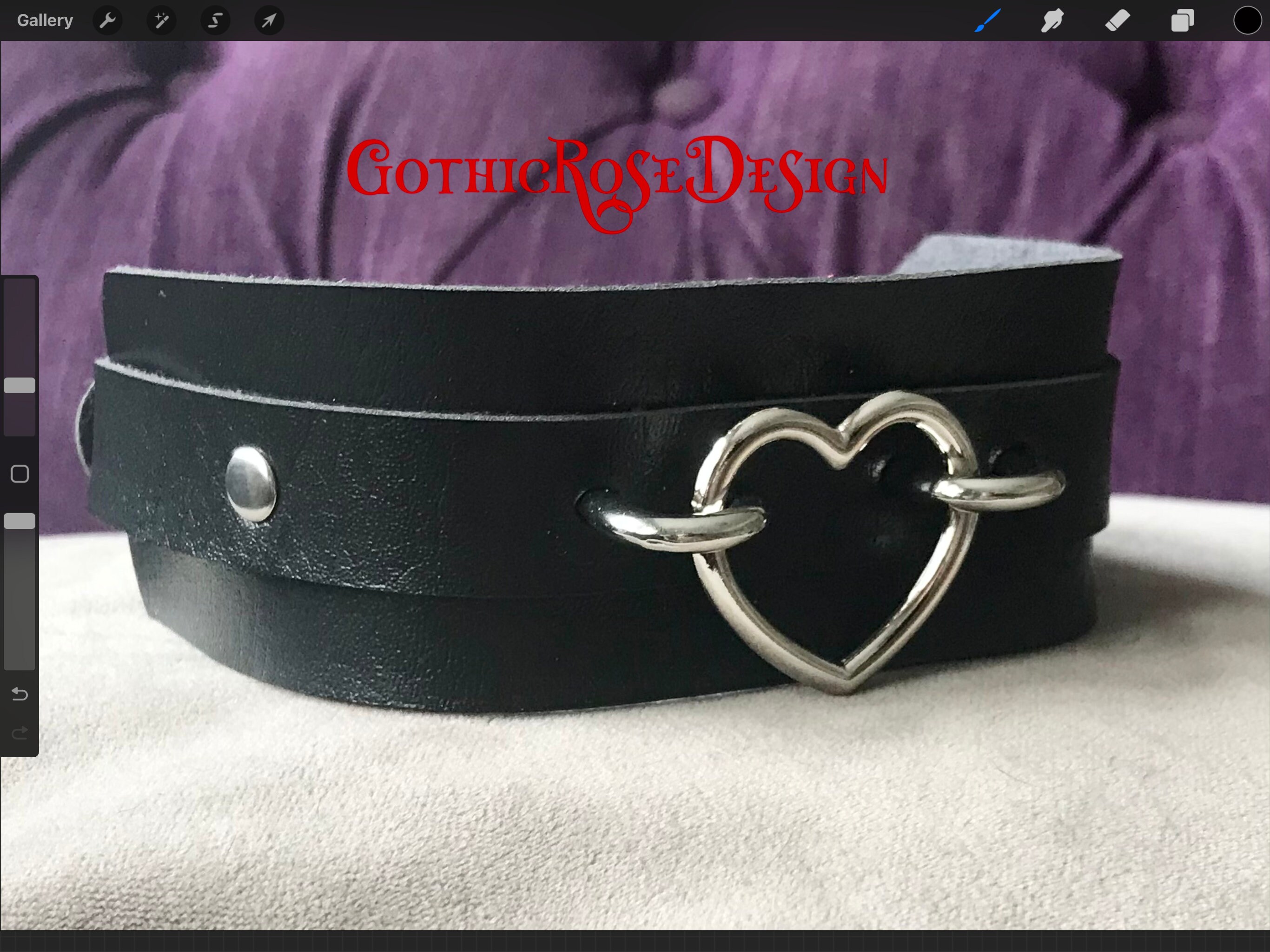 Edgy Gothic Black Heart Choker Emo Ring Chain Collar Vegan Leather Wide ...