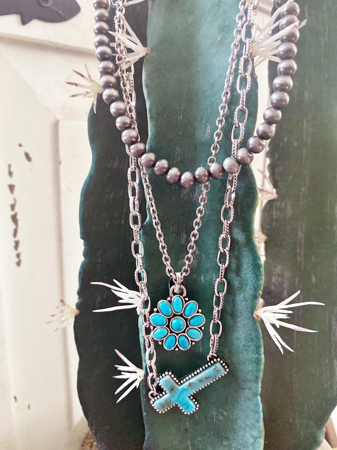 RESTOCK Layered Cross Concho Necklace - Etsy