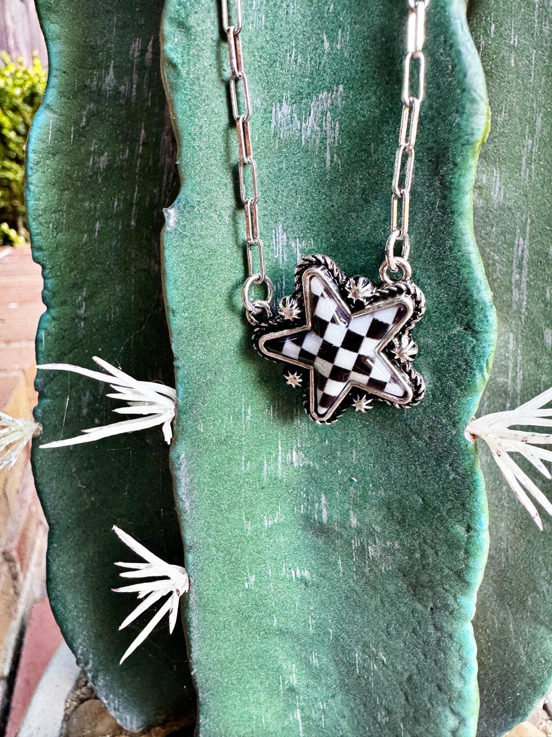 Checkered Star Necklace - 3 COLORS - Etsy