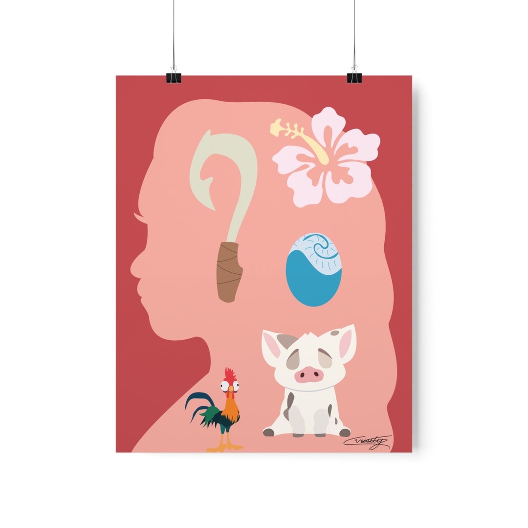 Silueta de Moana Póster - Etsy México