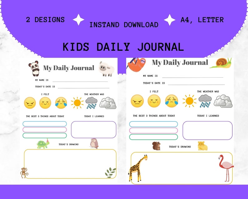 Kids Daily Journal Printable / Journal for Kids / Diary for - Etsy