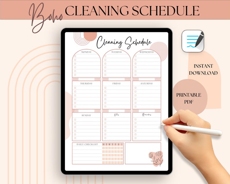 Printable Cleaning Planner Goodnotes Template Weekly Cleaning Schedule ...