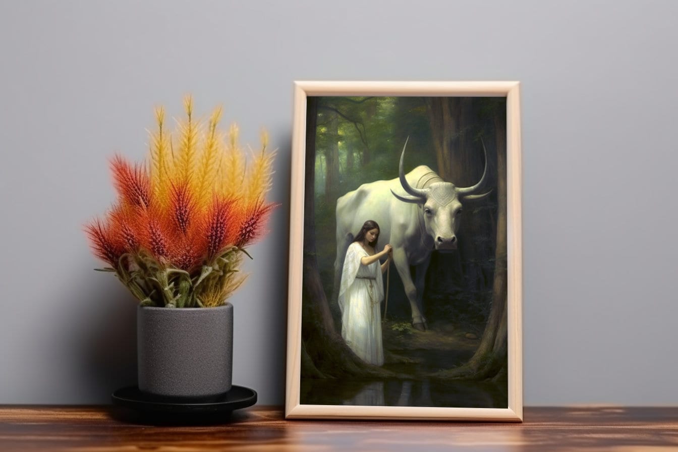 Pasiphae and the Bull Wall Art Print Digital Download Fine Art Vintage ...