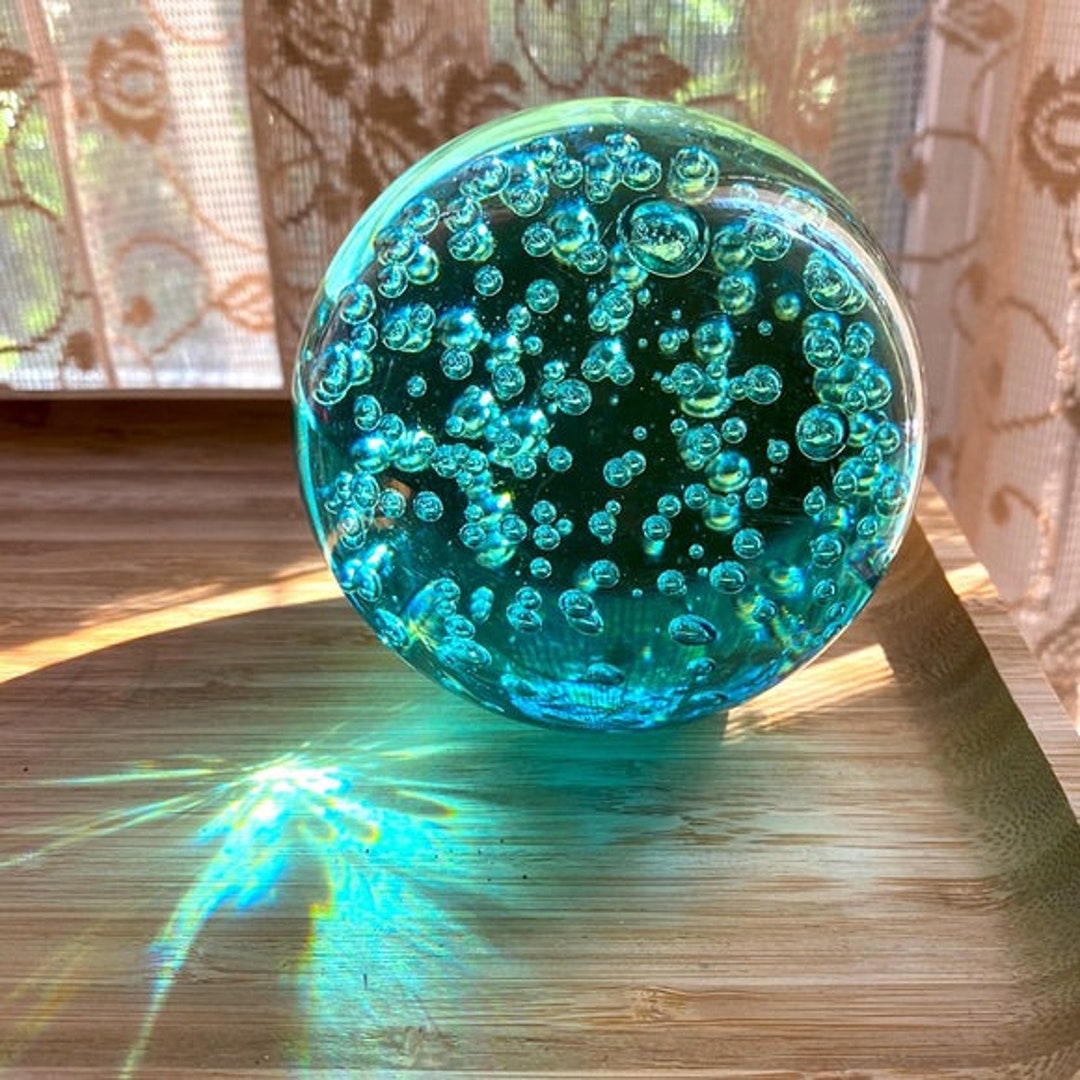 Vintage Retro Sphere Round Art Glass Controlled Bubbles Teal - Etsy