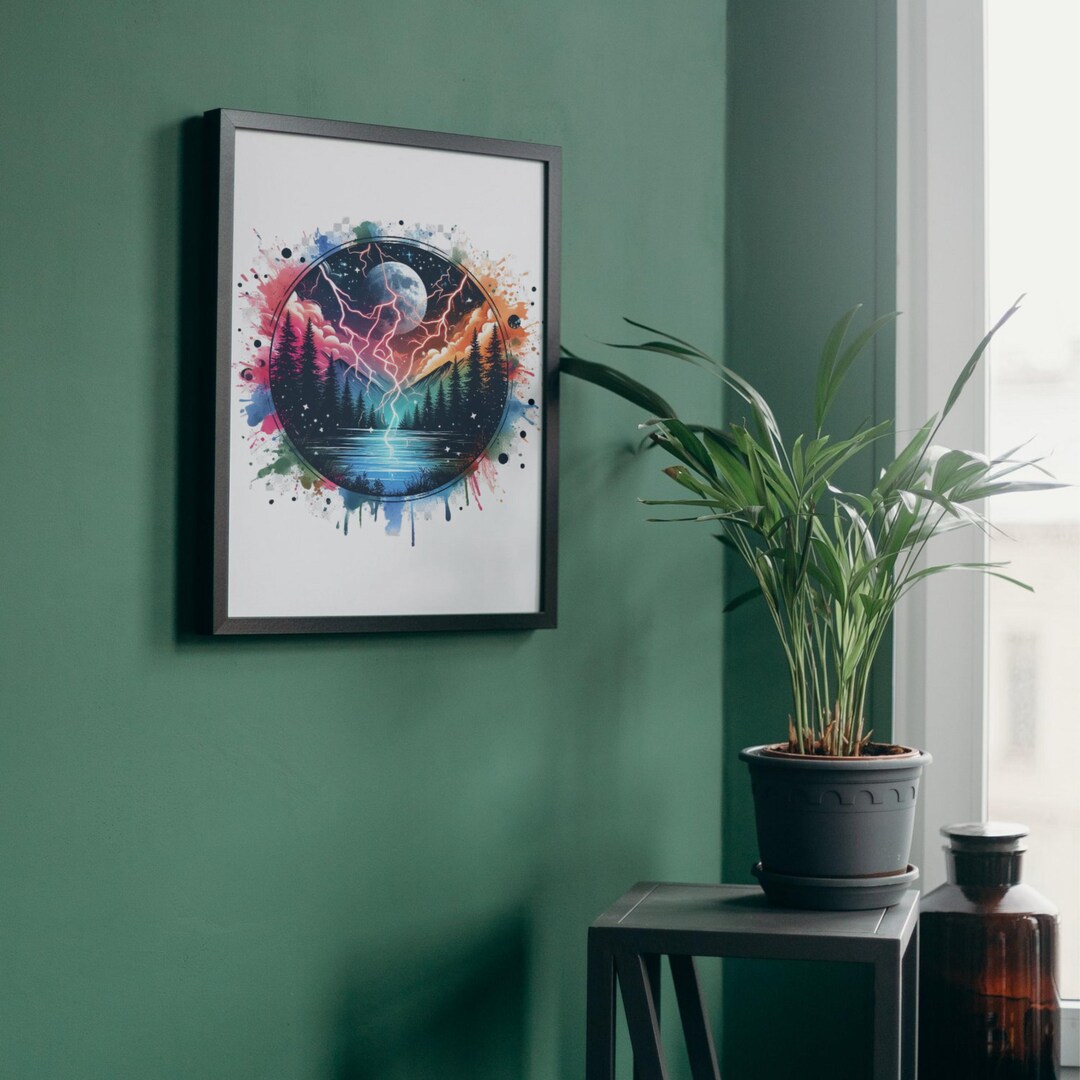 Energetic Lightning Strike Watercolor Thunder | Digital Download - Etsy