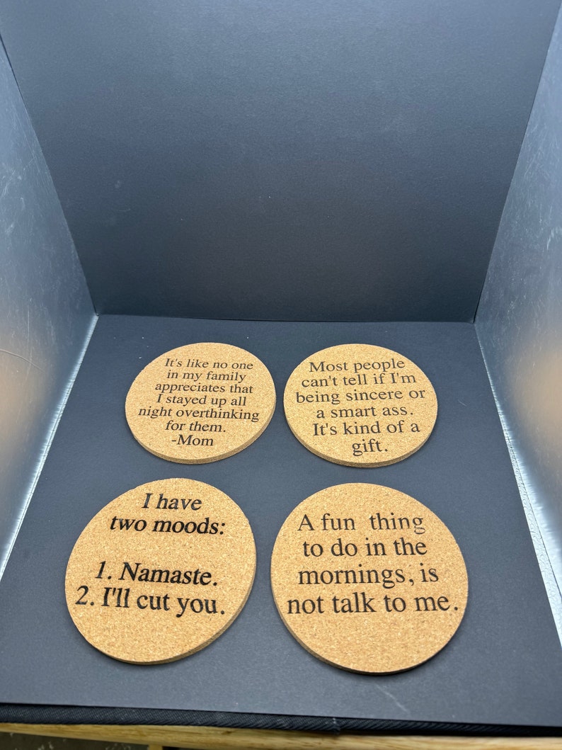 Hilarious Laser Engraved Cork Coaster - Set of 4 - Etsy