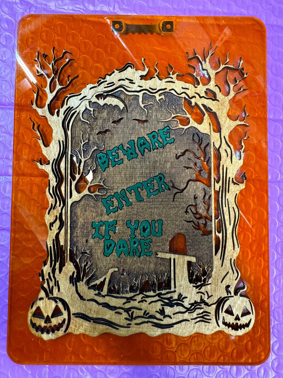 Creepy Laser-cut Wood and Acrylic Welcome Sign: Halloween Entryway ...
