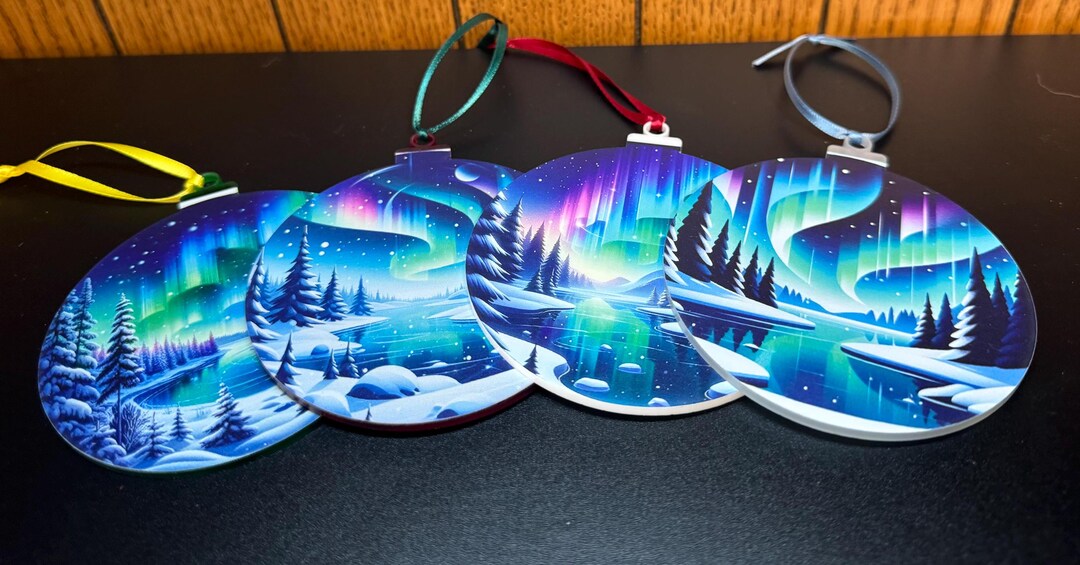 Magical Northern Lights Holiday Ornaments - 4 Piece Set - Etsy