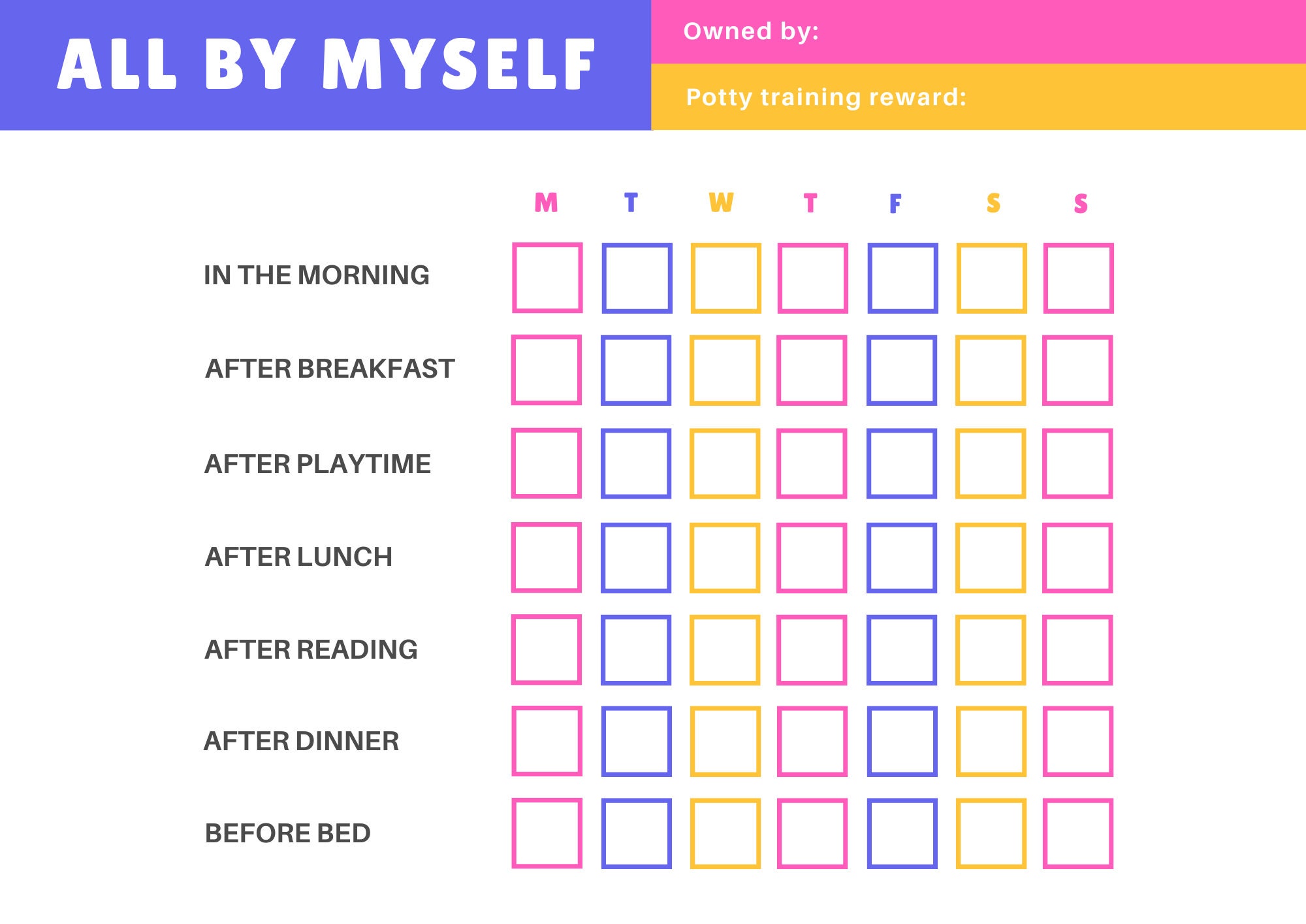 Printable Daily Potty Training Chart - Etsy