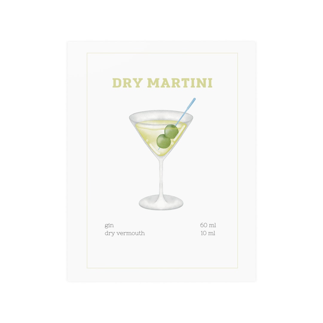 Martini Illustration, Martiniart Print, Cocktail Drinks Art Print, Bar ...