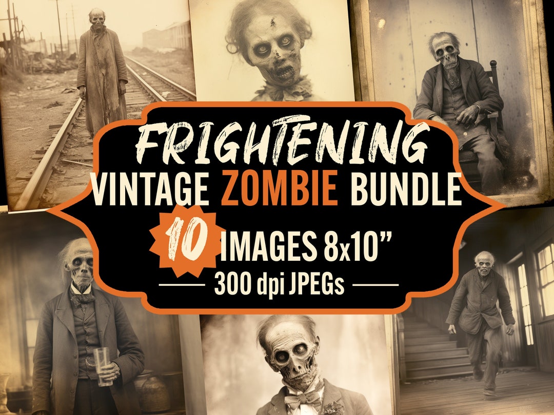 Scary Zombie Digital Bundle, Vintage Style Pages for Scrapbook, Junk ...