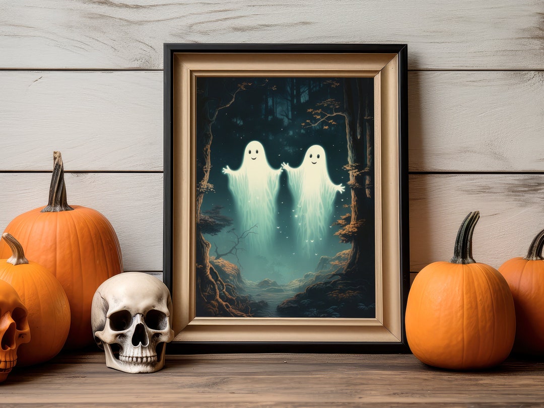 Printable Cute Ghost Couple, Best Friends Forever, Halloween Wall Art ...
