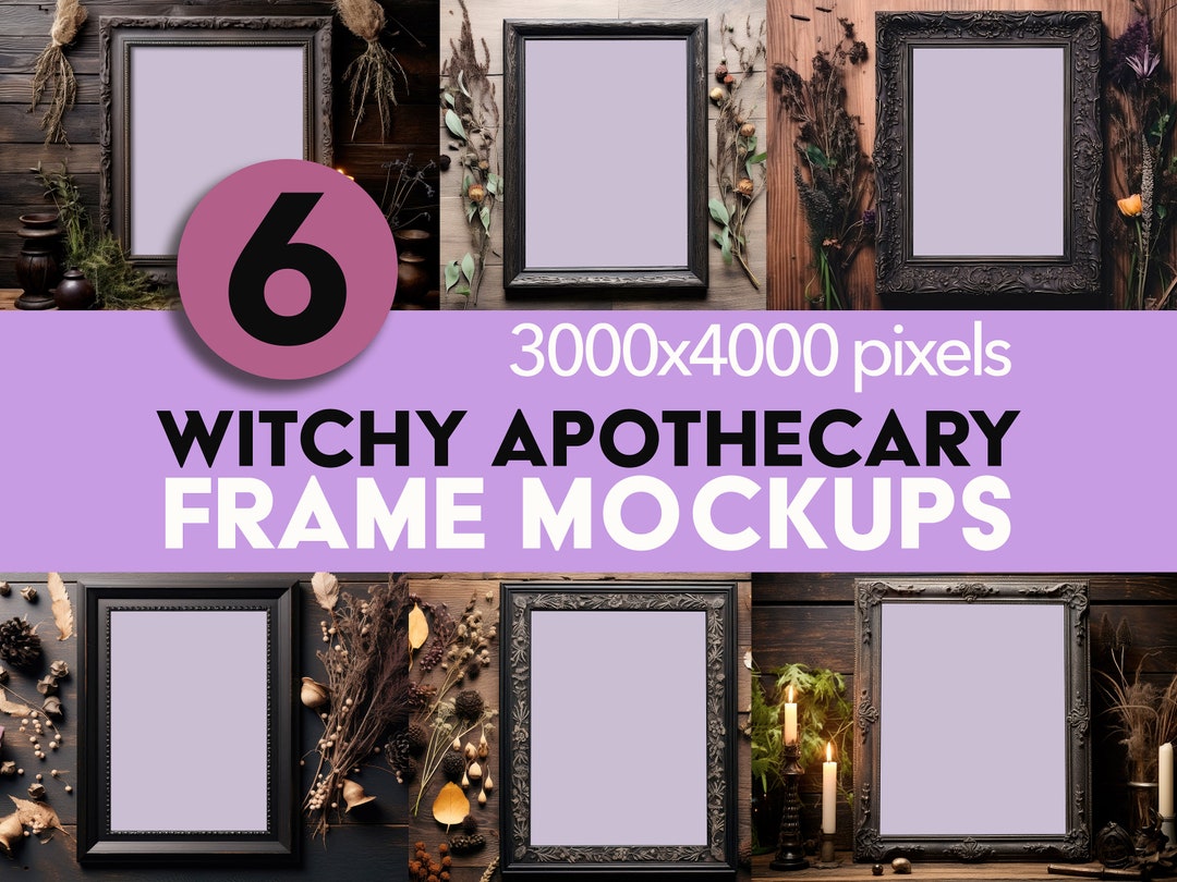 Dark Witchy Frame Mockups Bundle, Vertical Frames, 6 Apothecary ...